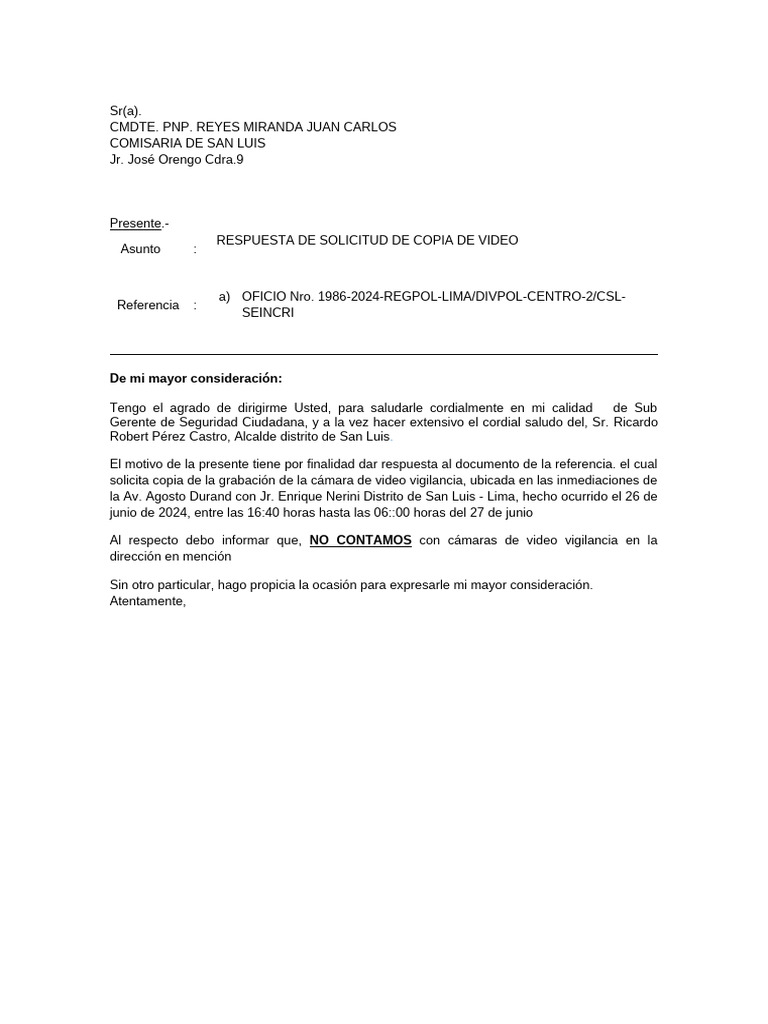 Plantilla Comisaria | PDF