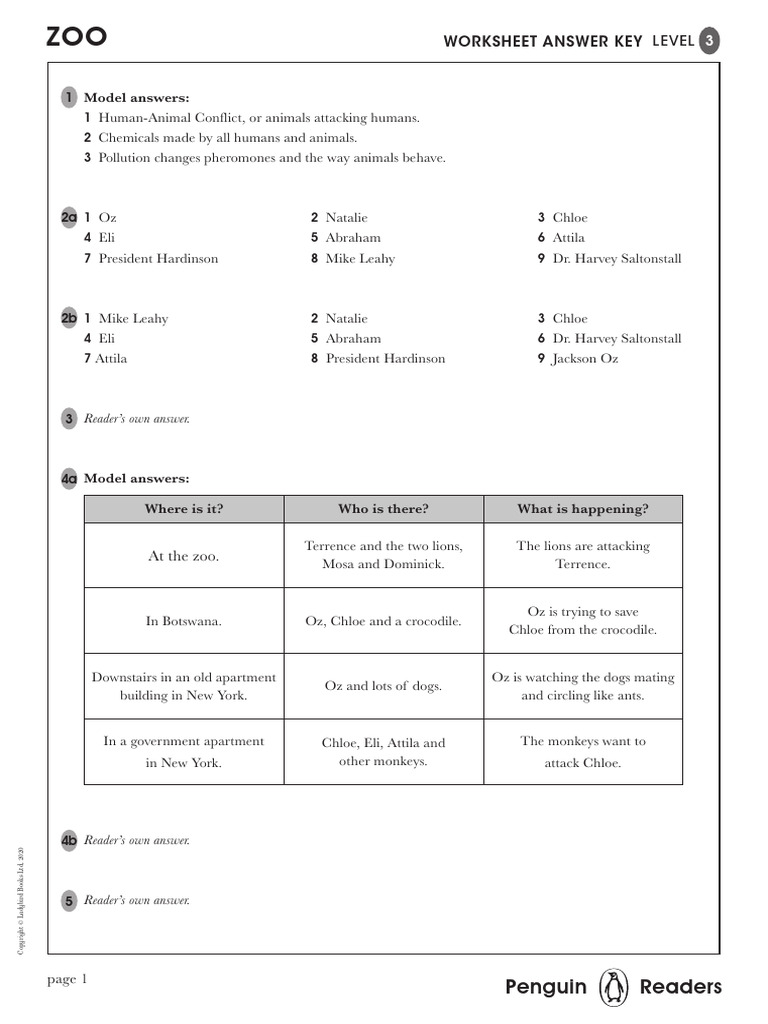 PR Zoo WorksheetAnswerKey LR2 | PDF