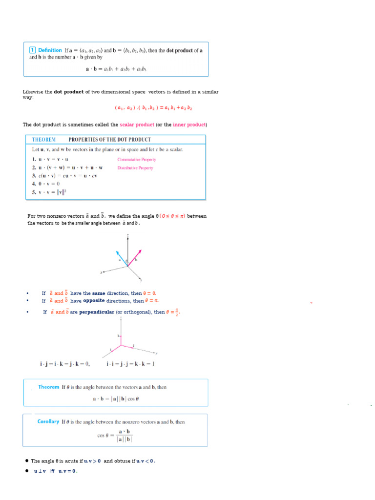 Section 12.3 The Dot Product | PDF | Euclidean Vector | Teaching Methods & Materials