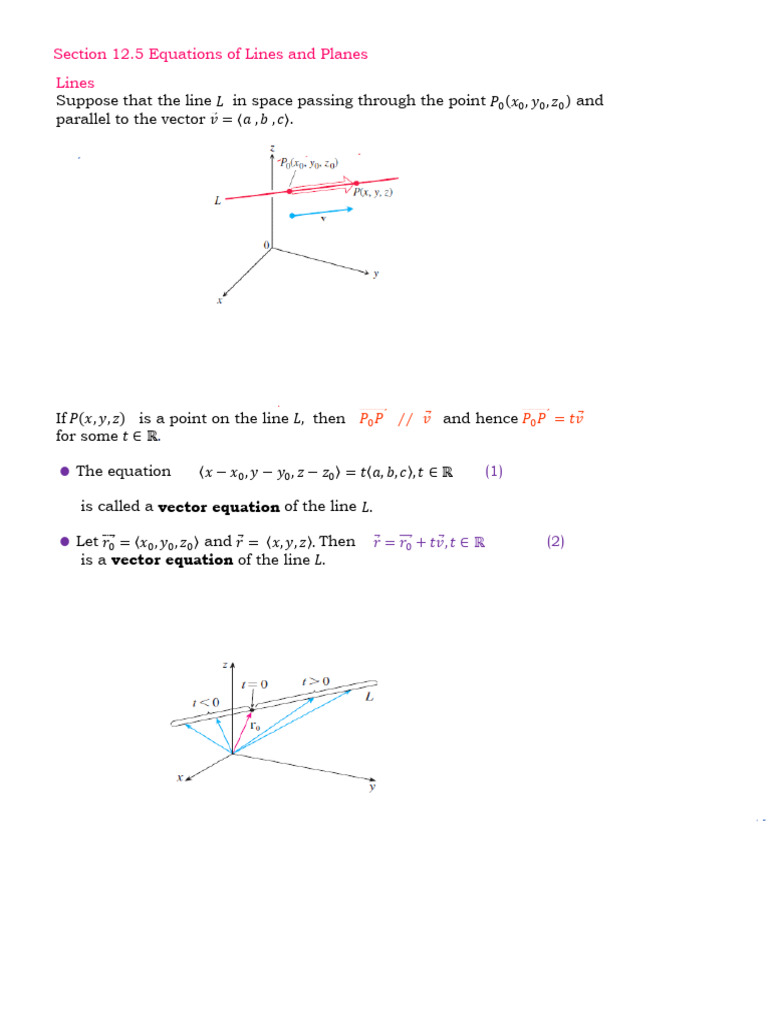 Section 12.5 Equations of Lines and Planes | PDF | Line (Geometry ...