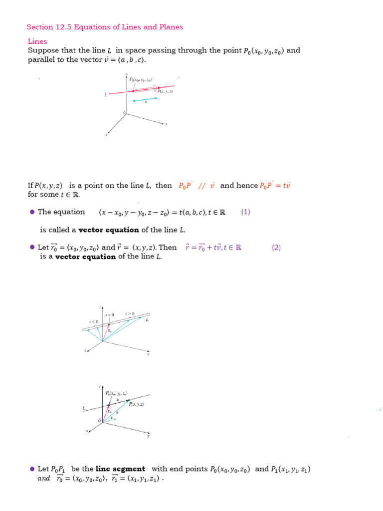 Section 12.5 Equations of Lines and Planes | PDF | Line (Geometry ...