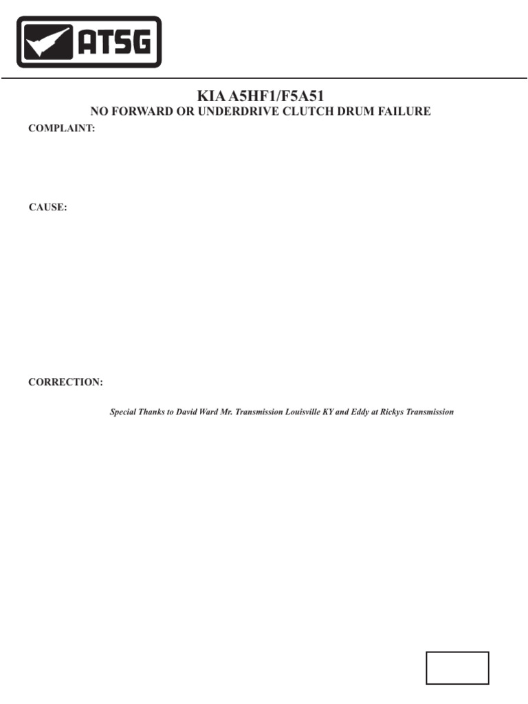 Technical Service Information: KIA A5HF1/F5A51 | PDF