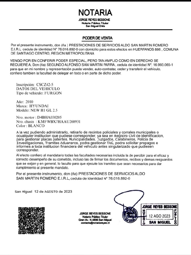 PODER FURGÓN VENTA | PDF