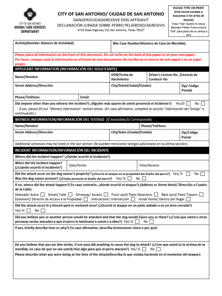 Dangerous Aggressive Dog Affidavit | PDF