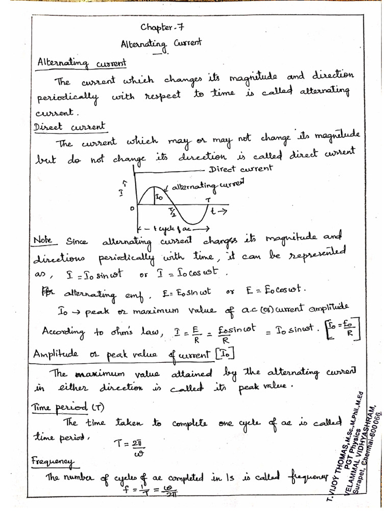 Chapter 7 - Alternating Current | PDF