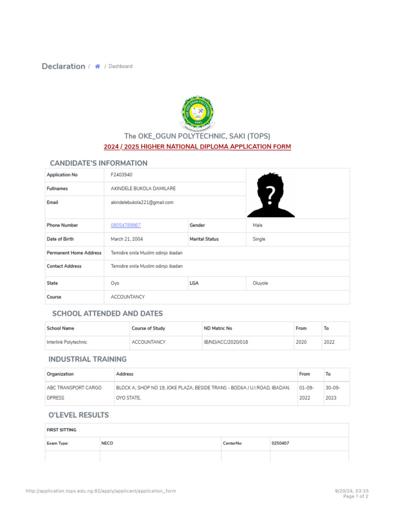 TOPS - My Application - Application Preview Portal | PDF