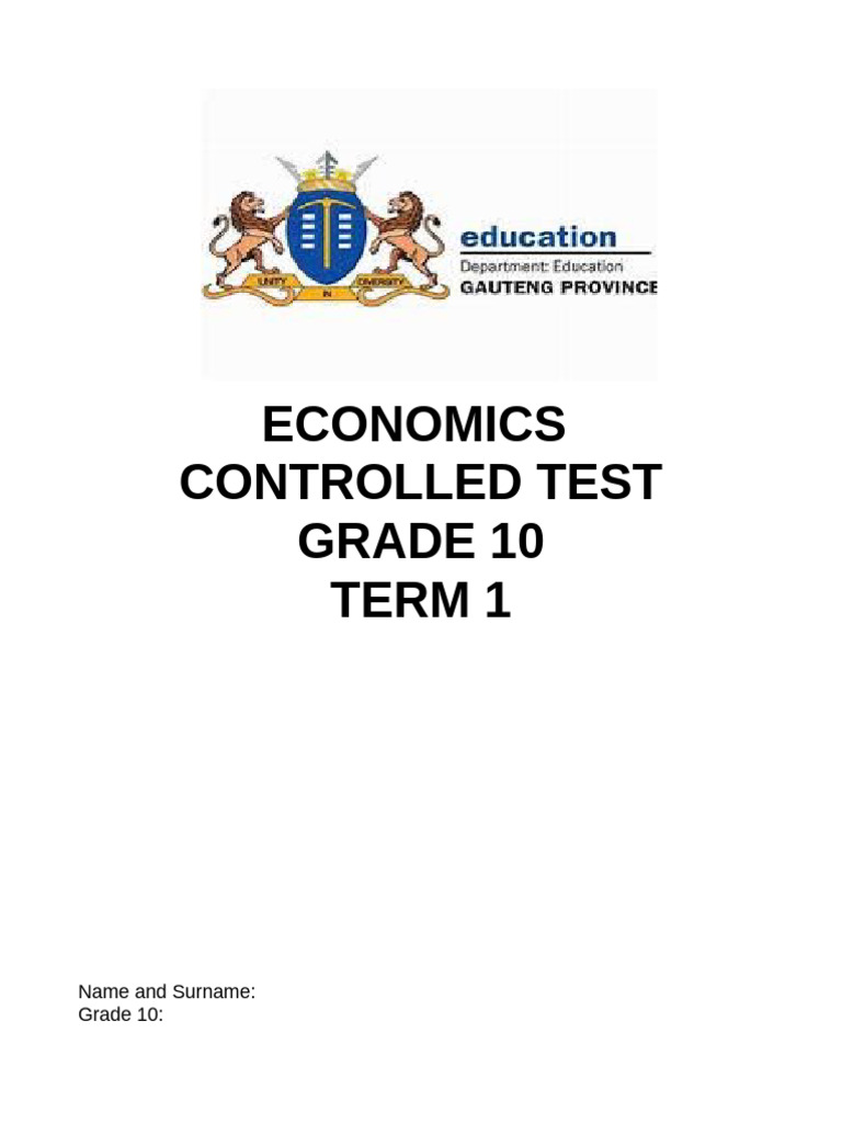 Econ GR 10 Control Test | PDF