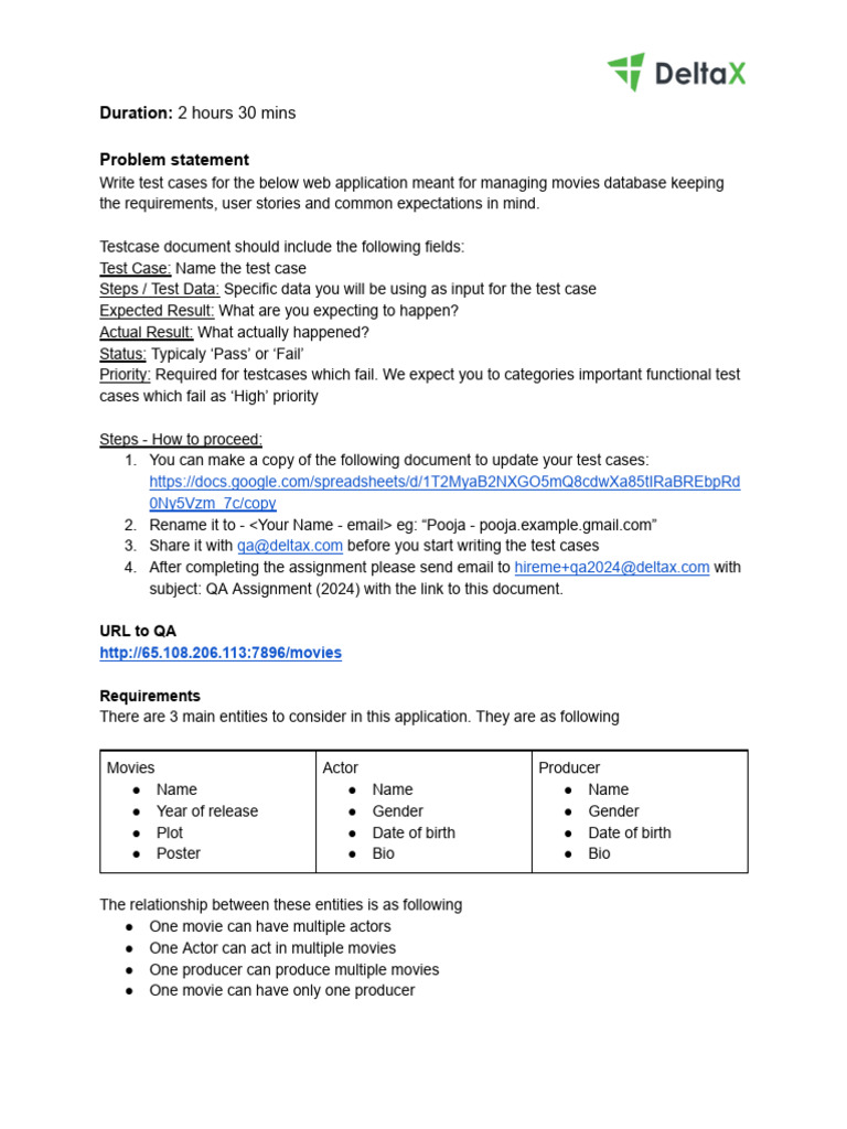 QA Assignment - 2024 | PDF