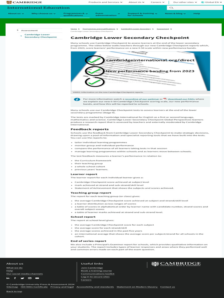Cambridge Lower Secondary Checkpoint | PDF