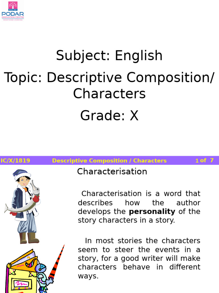 ICSE - X - Eng - Descriptive Composition - Characters | PDF
