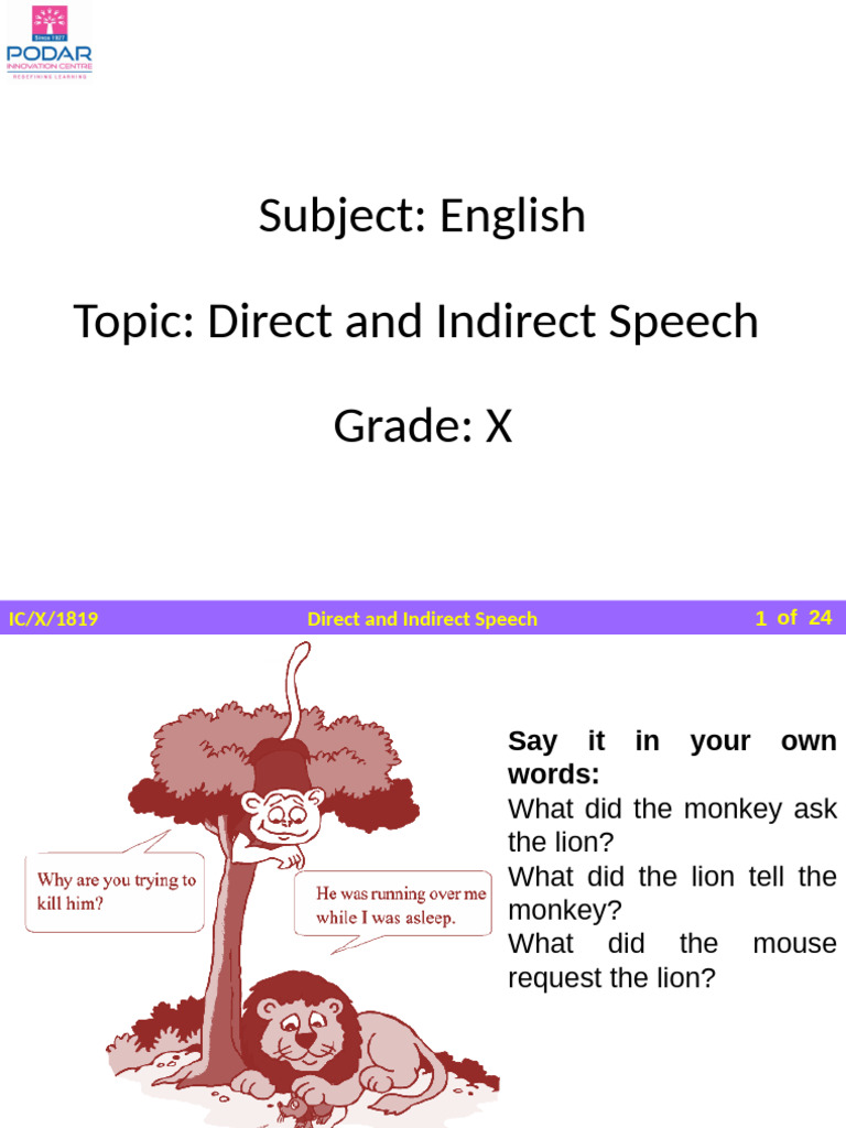 ICSE - X - Eng - Direct and Indirect Speech | PDF