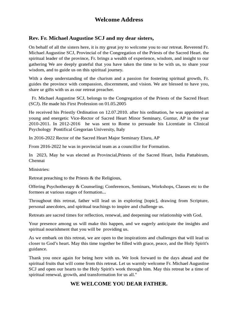 Welcome Address | PDF