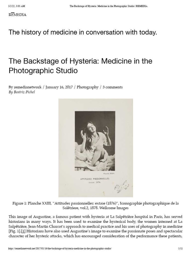 The Backstage of Hysteria - Medicine in The Photographic Studio - REMEDIA | PDF
