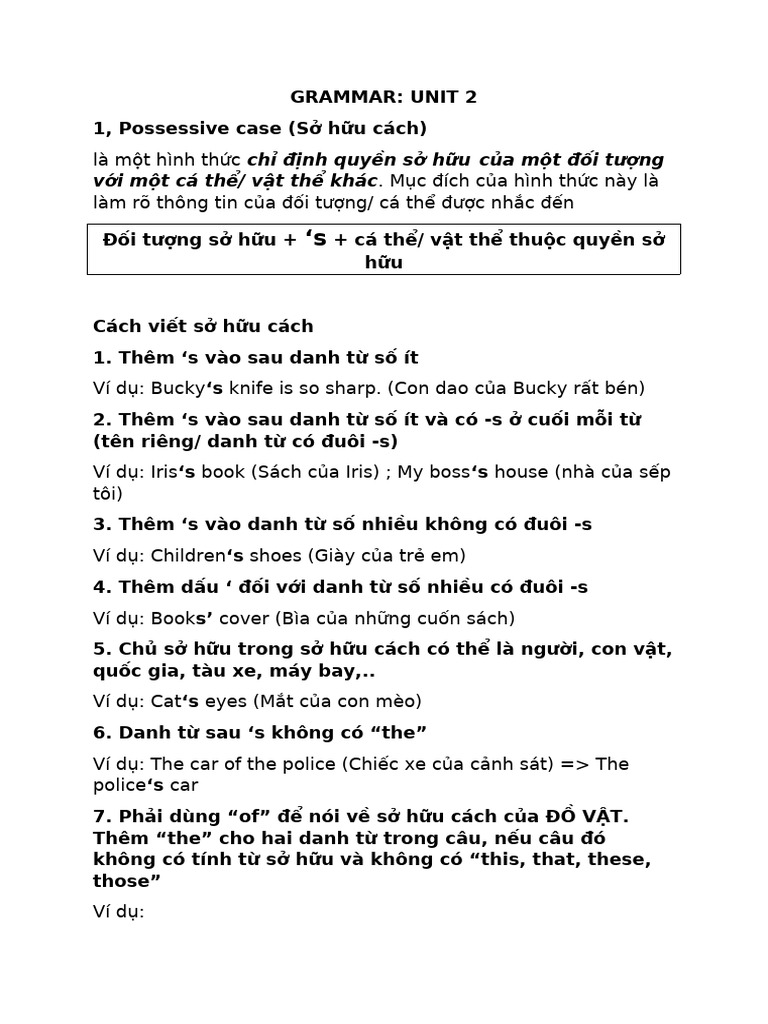 GRAMMAR Unit 2 | PDF