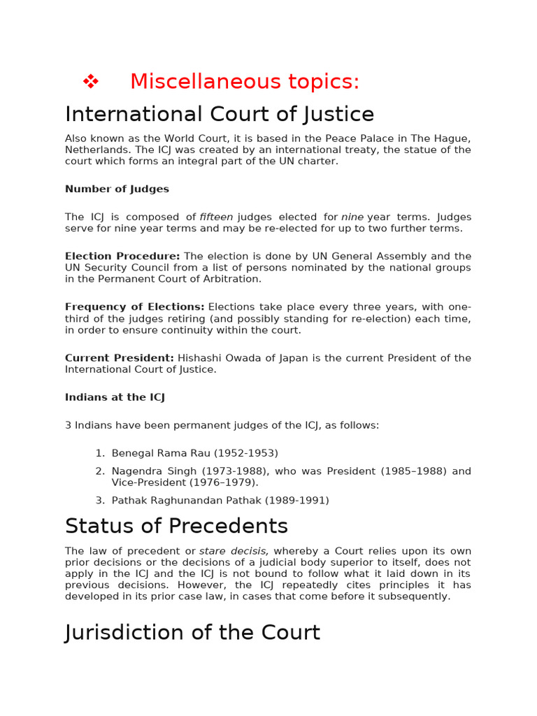 Miscellaneous topics of International law | PDF