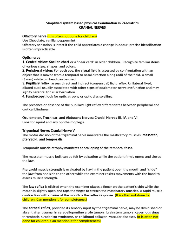 Cranial Nerves Examination | PDF