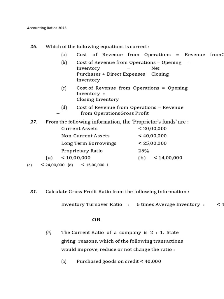Accounting Ratios | PDF