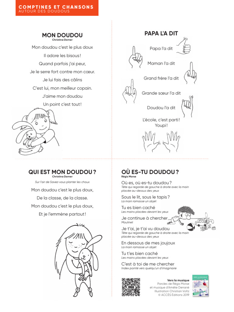 Comptines Et Chansons Autour Des Doudous | PDF