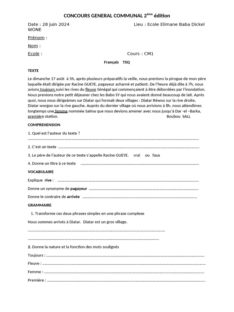 Epreuves CM1 CM2 | PDF