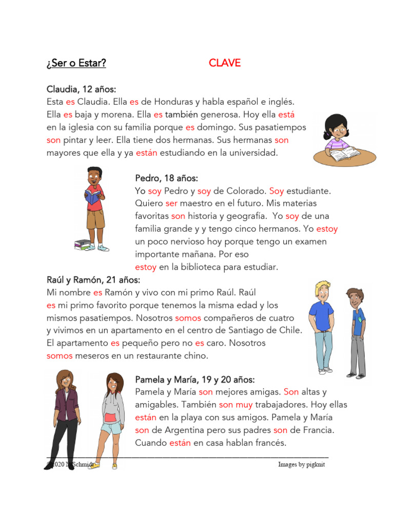 Ser Vs Estar Reading Answers | PDF