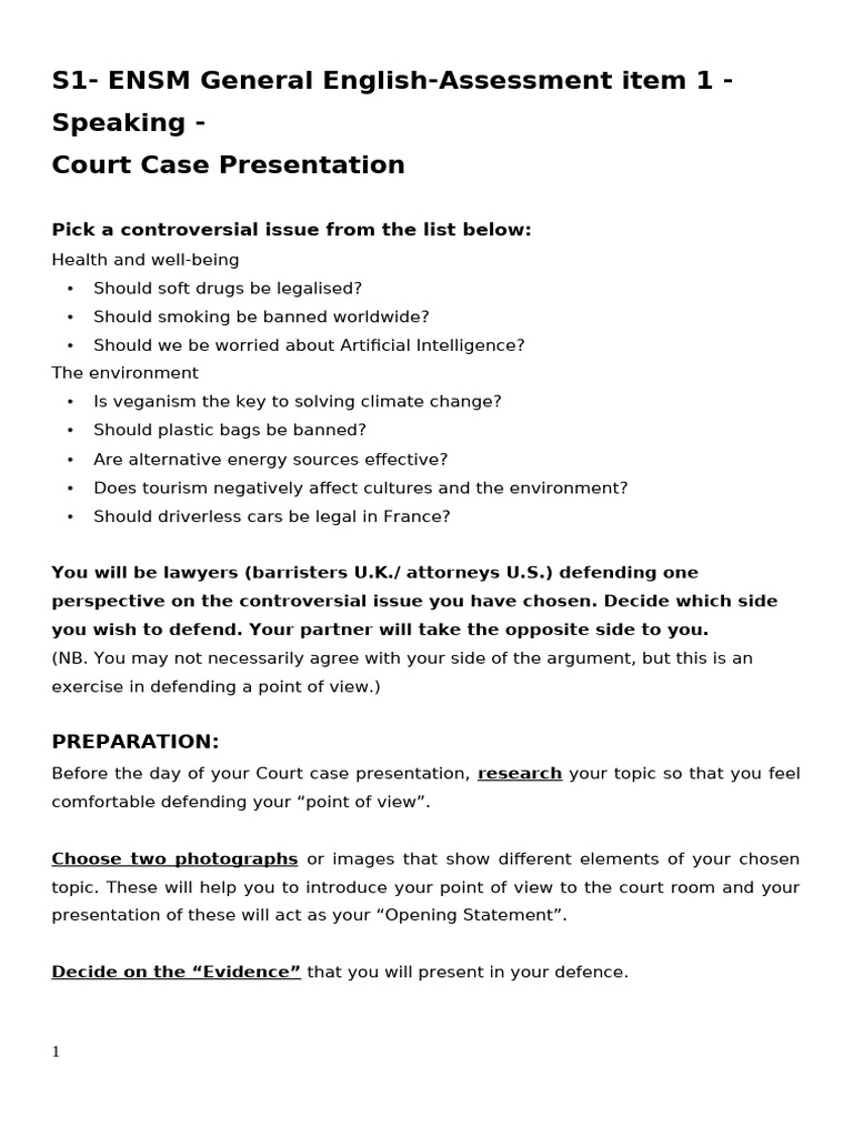 Court Case Speaking Presentation How To Prepare | PDF