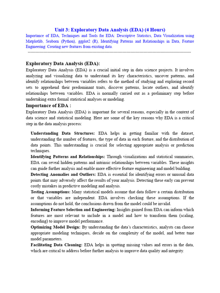 Unit 3 of DCM205N Data Science and Tools Notes | PDF