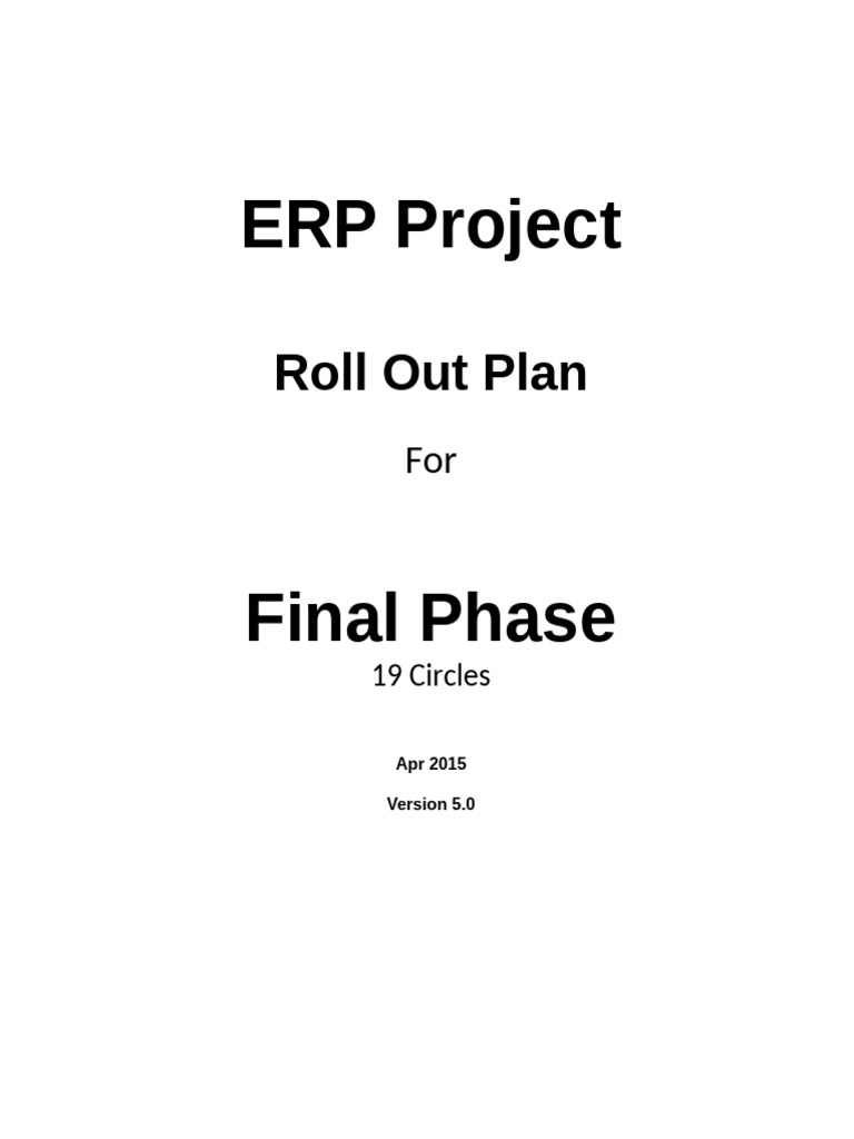 ERP Roll Out Plan For Final Phase Ver 6 | PDF