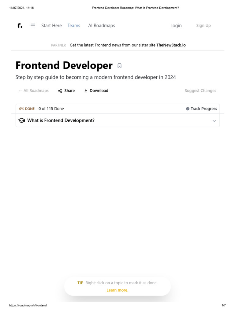 Frontend Developer Roadmap - What Is Frontend Development | PDF