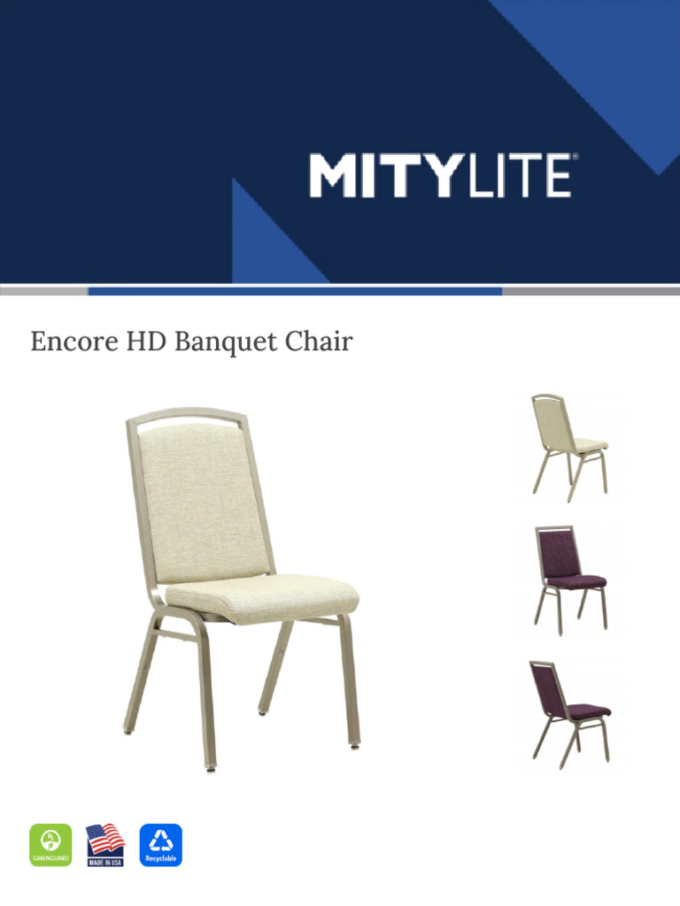 Encore HD Banquet Chair Specifications | PDF | Chair | Length
