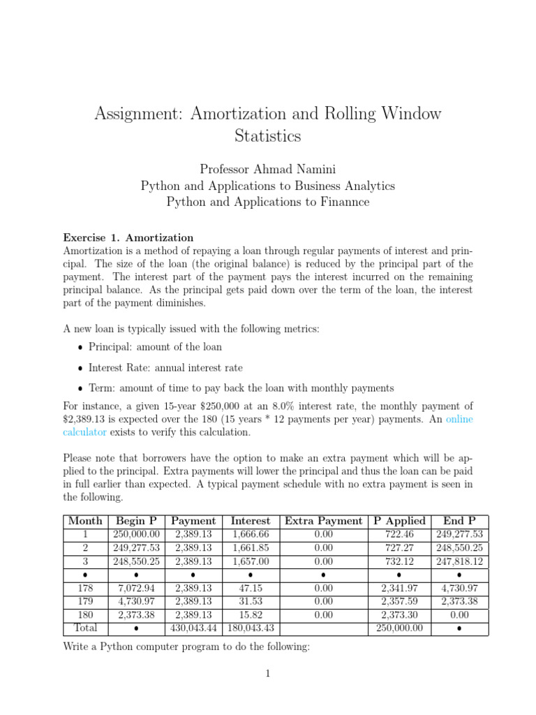 Amortization and RollingWindowStatistics | PDF