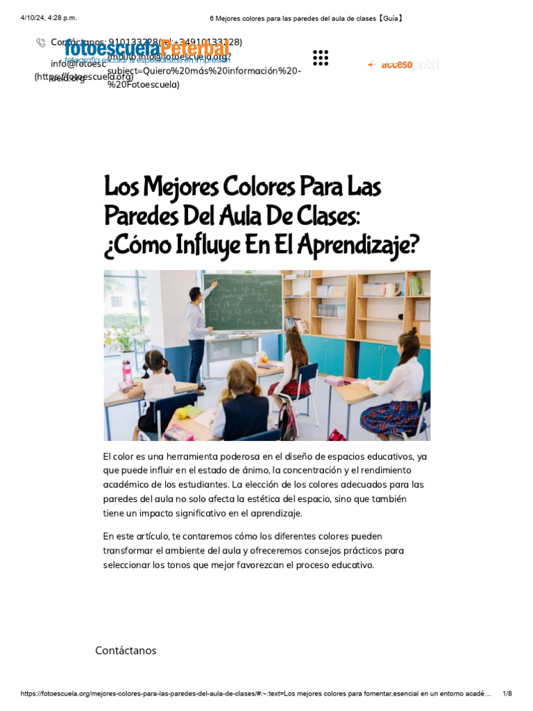 6 Mejores Colores Para Las Paredes Del Aula de Clases【Guía】 | PDF