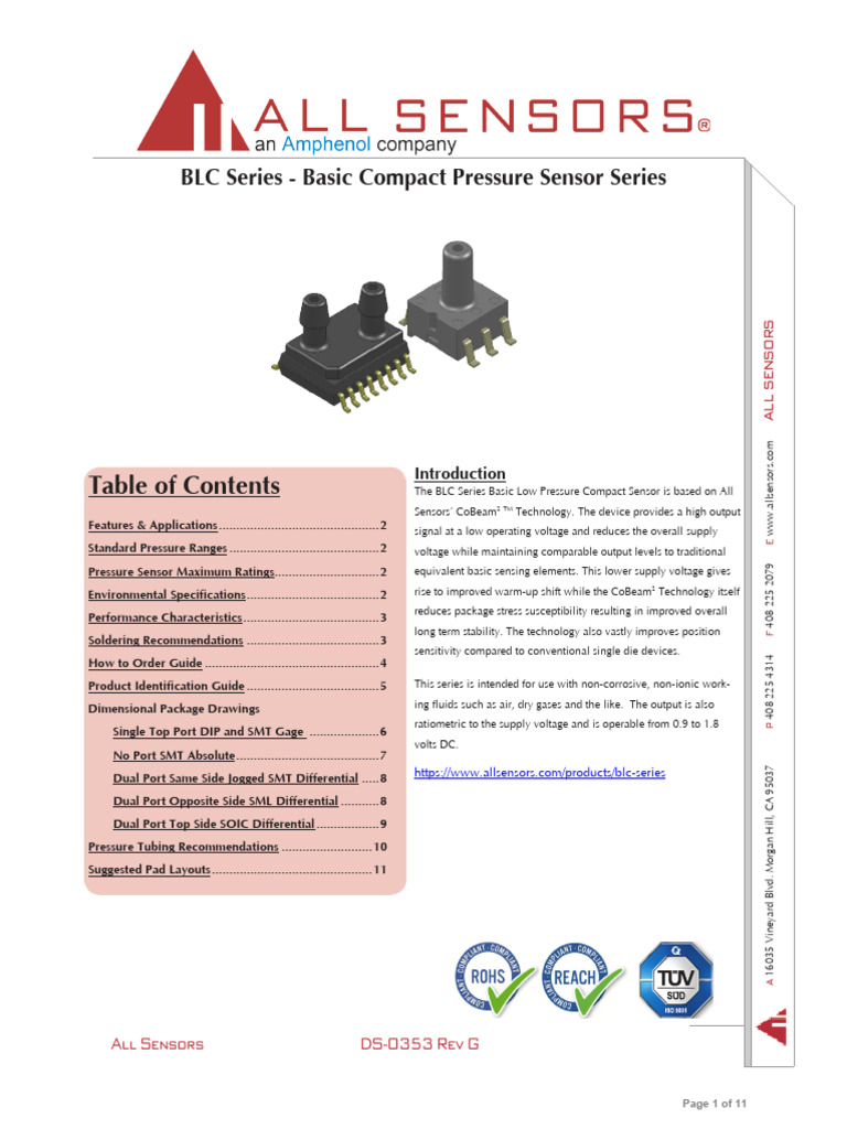 BLC Series - Basic Compact Pressure Sensor Series | PDF