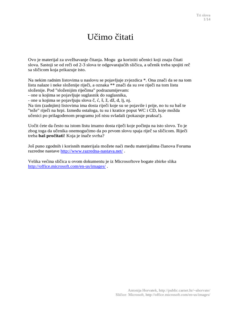 Citanje 3 slova И | PDF