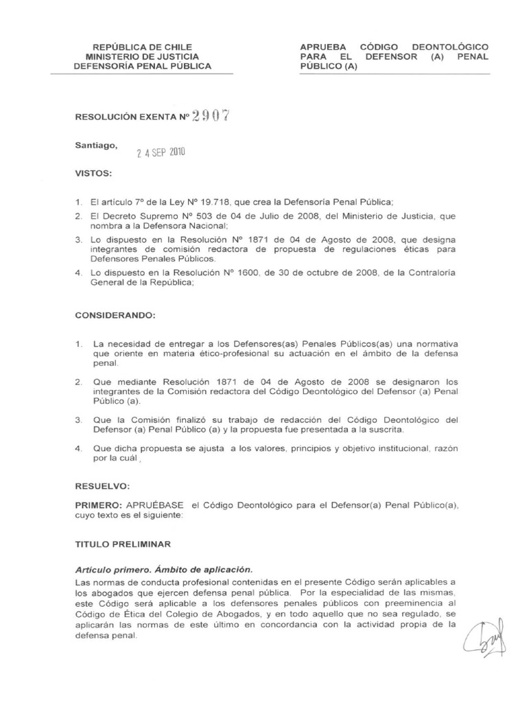 Codigo Deontologico Etica Defensorã - A Penal Pã - Blica | PDF