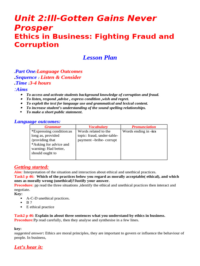 Unit 2lesson plan | PDF