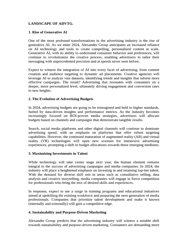 Unit 2 Landscape of Advtg. | PDF