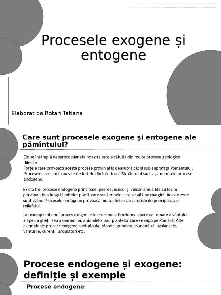 Procesele Exogene Și Entogene | PDF