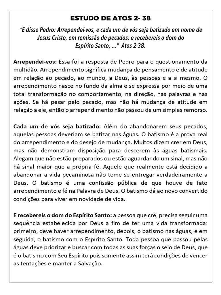 Estudo de Atos 2 1x1 | PDF