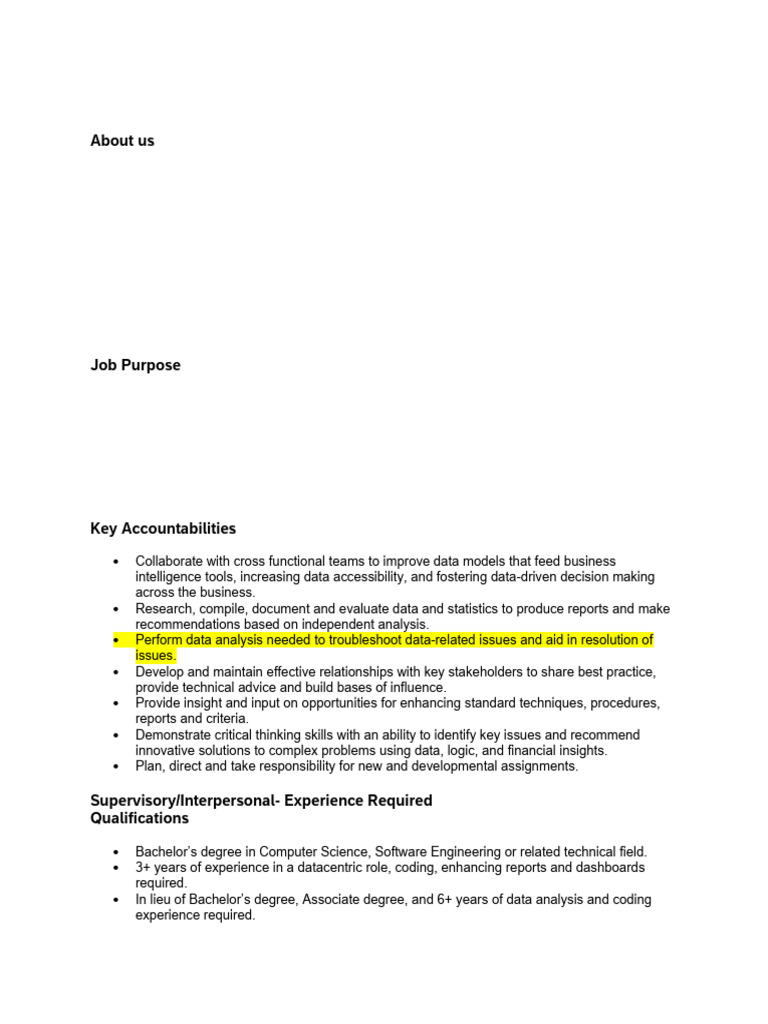 Senior Analyst Process and Performance Improvement | PDF | Critical ...