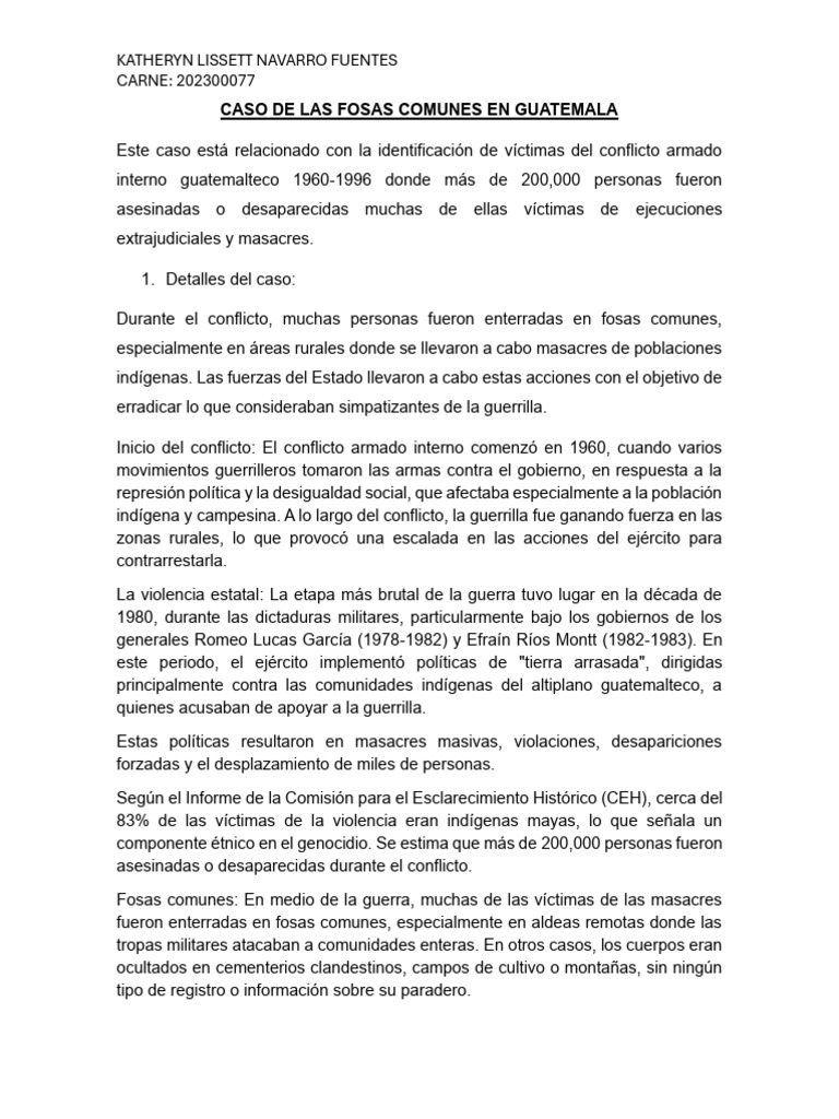 Caso de Las Fosas Comunes en Guatemala | PDF