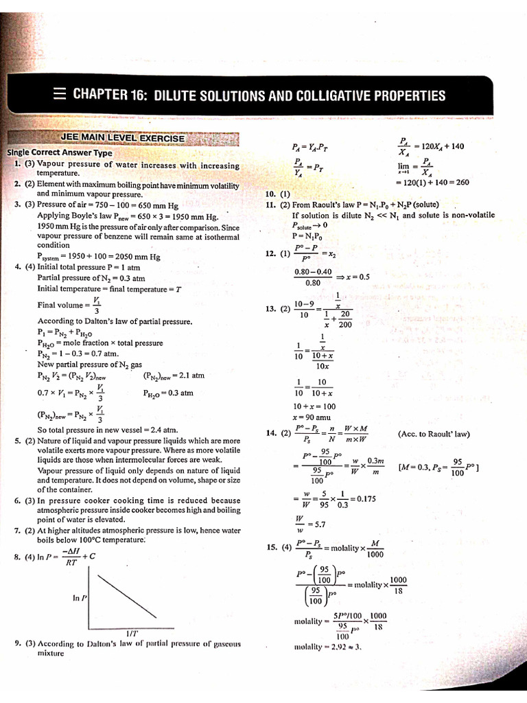Dilute solutions and colligative properties | PDF
