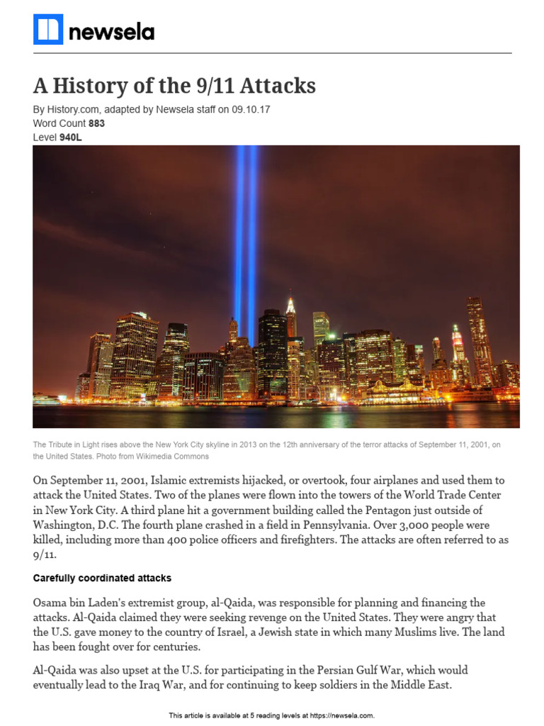 NewsELA Article - 9.11 Events | PDF