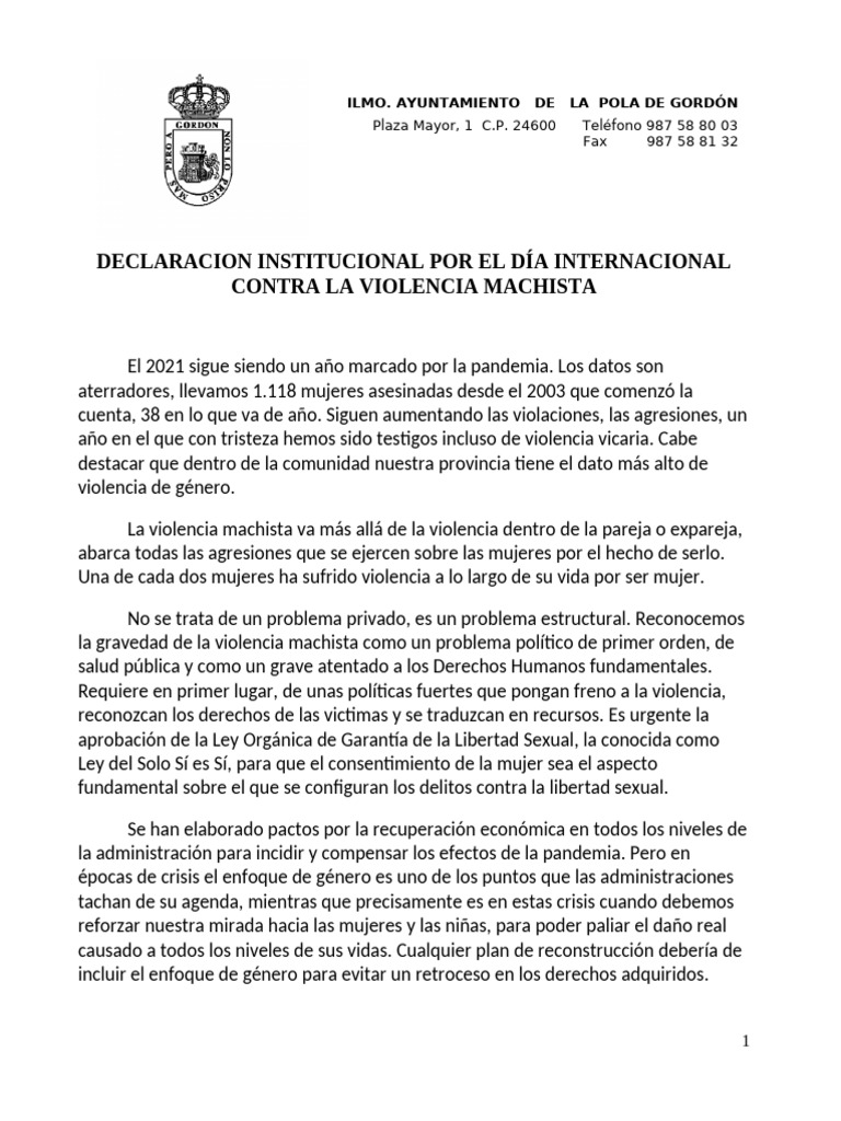 Declaración 25N 2020 | PDF