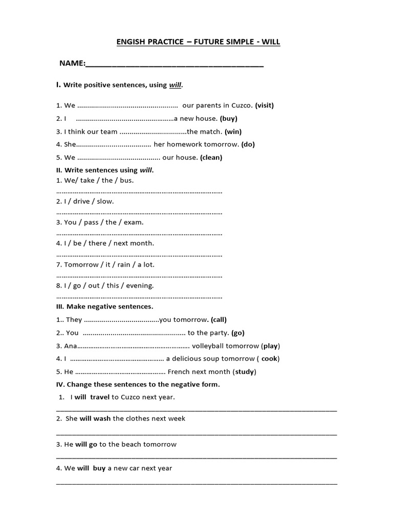 Will Exercises | PDF