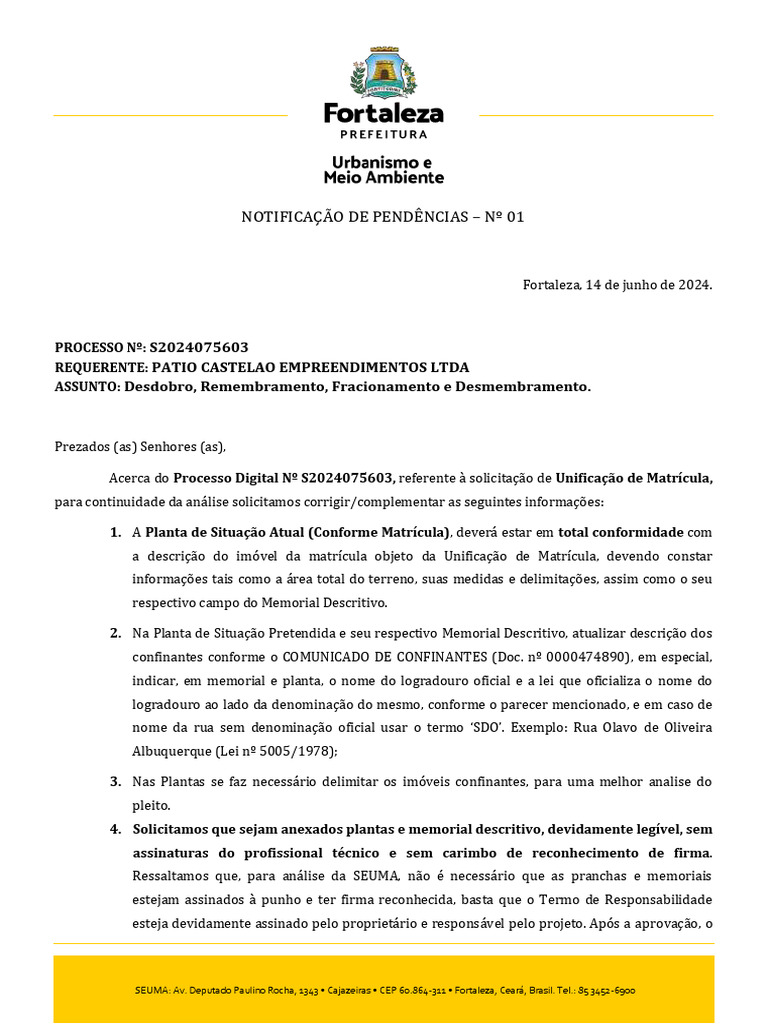 Notificação de Pendências - #01 | PDF