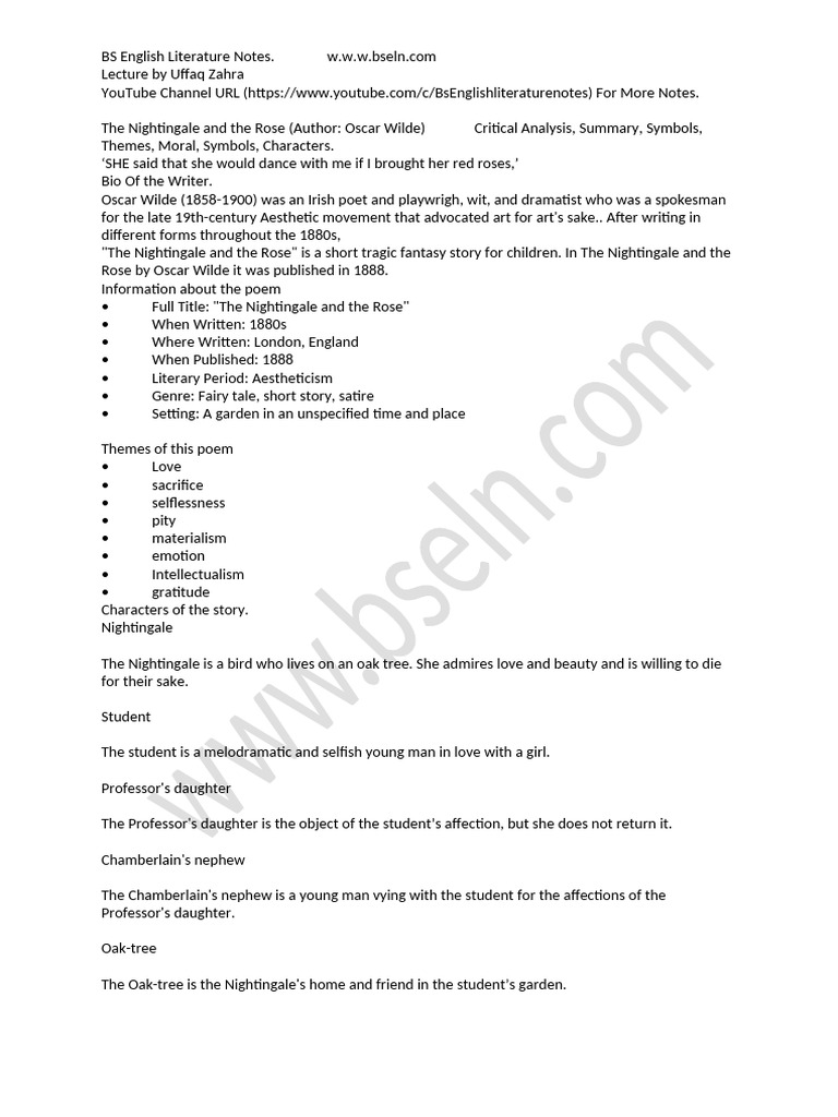 the nightingale and the rose | PDF