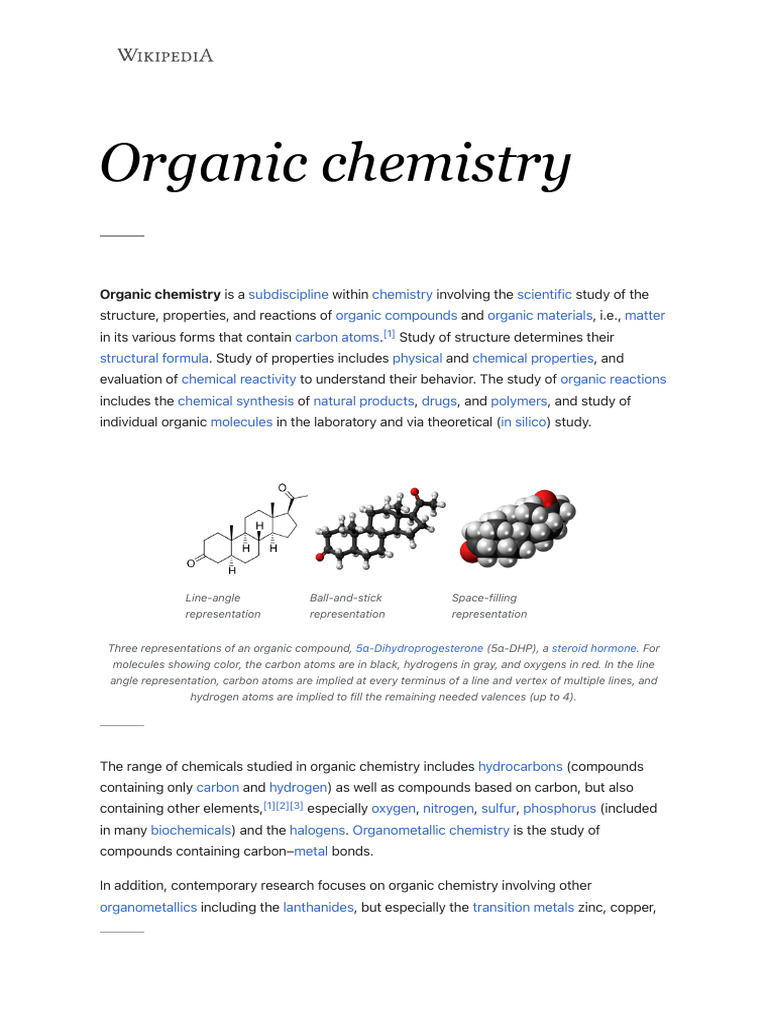 Organic Chemistry - Wikipedia | PDF | Organic Chemistry | Chemistry