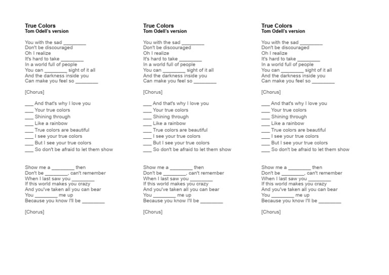 True Colors Song | PDF
