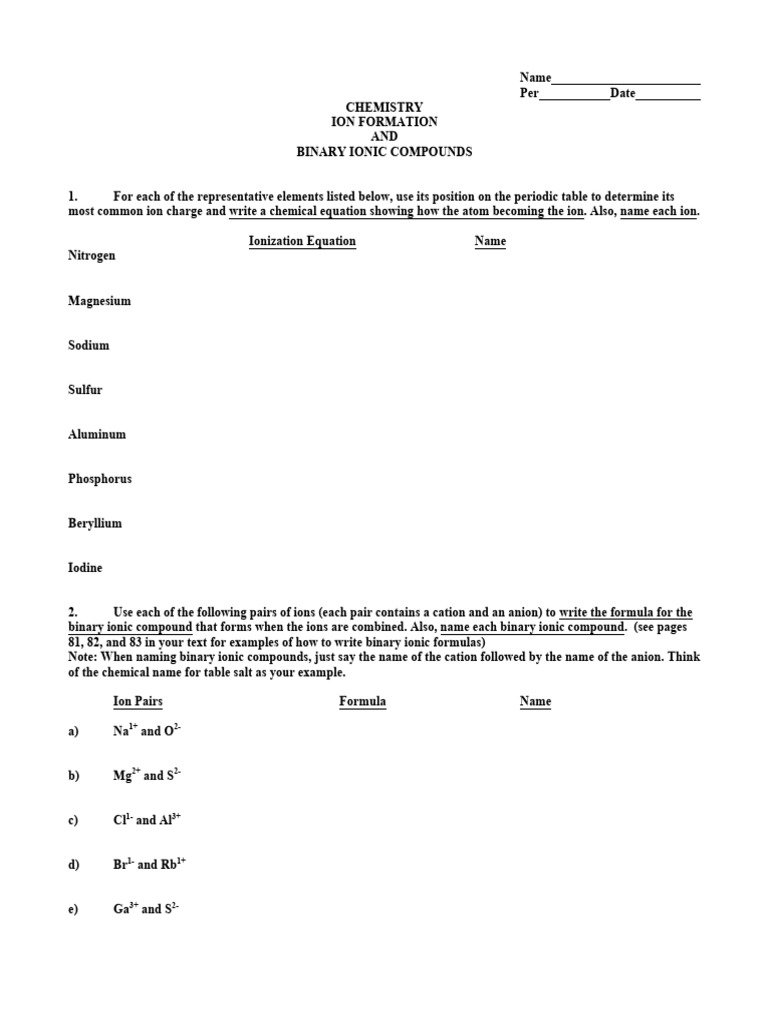 Chemistry: Ion Formation Guide | PDF