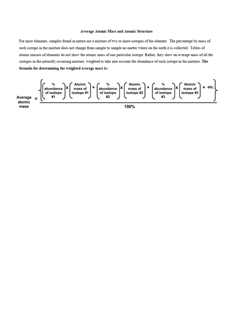 2 Average Atomic Mass Pdf